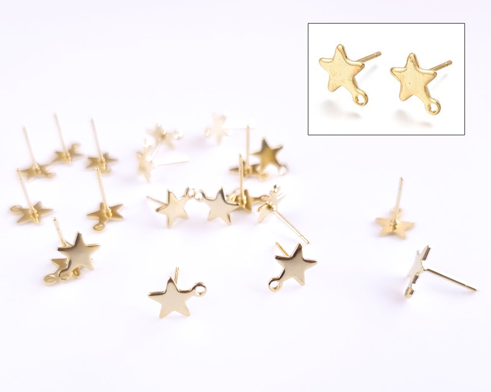 Decorative Posts - 10mm Stars - Gold [10 pairs] – Blackbird and Violet
