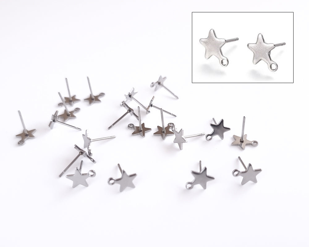 Decorative Posts - 10mm Stars - Silver [10 pairs] – Blackbird and Violet